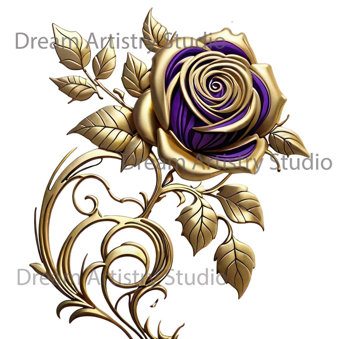 7 Purple Gold Roses Flowers Png, Printable Flowers Clipart, Printable ...