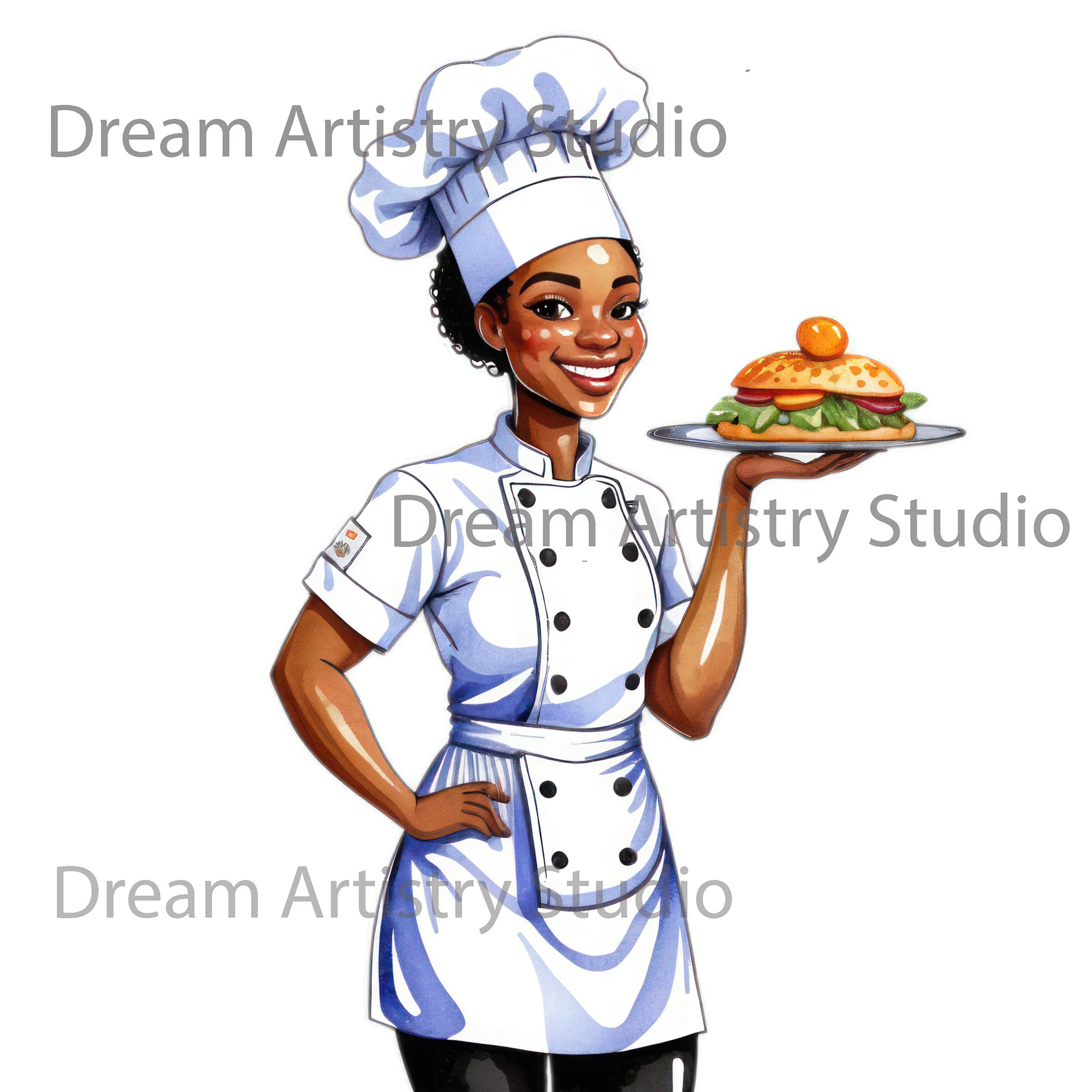 Watercolor Black Woman Chef Clipart, Afro American Chef Png, Cooking ...
