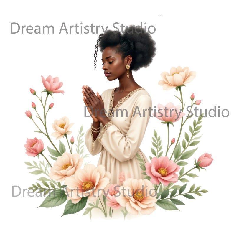 7 Watercolor Black Girl Praying Clip Art, African American Woman Prayer Png, Religious Clipart ...