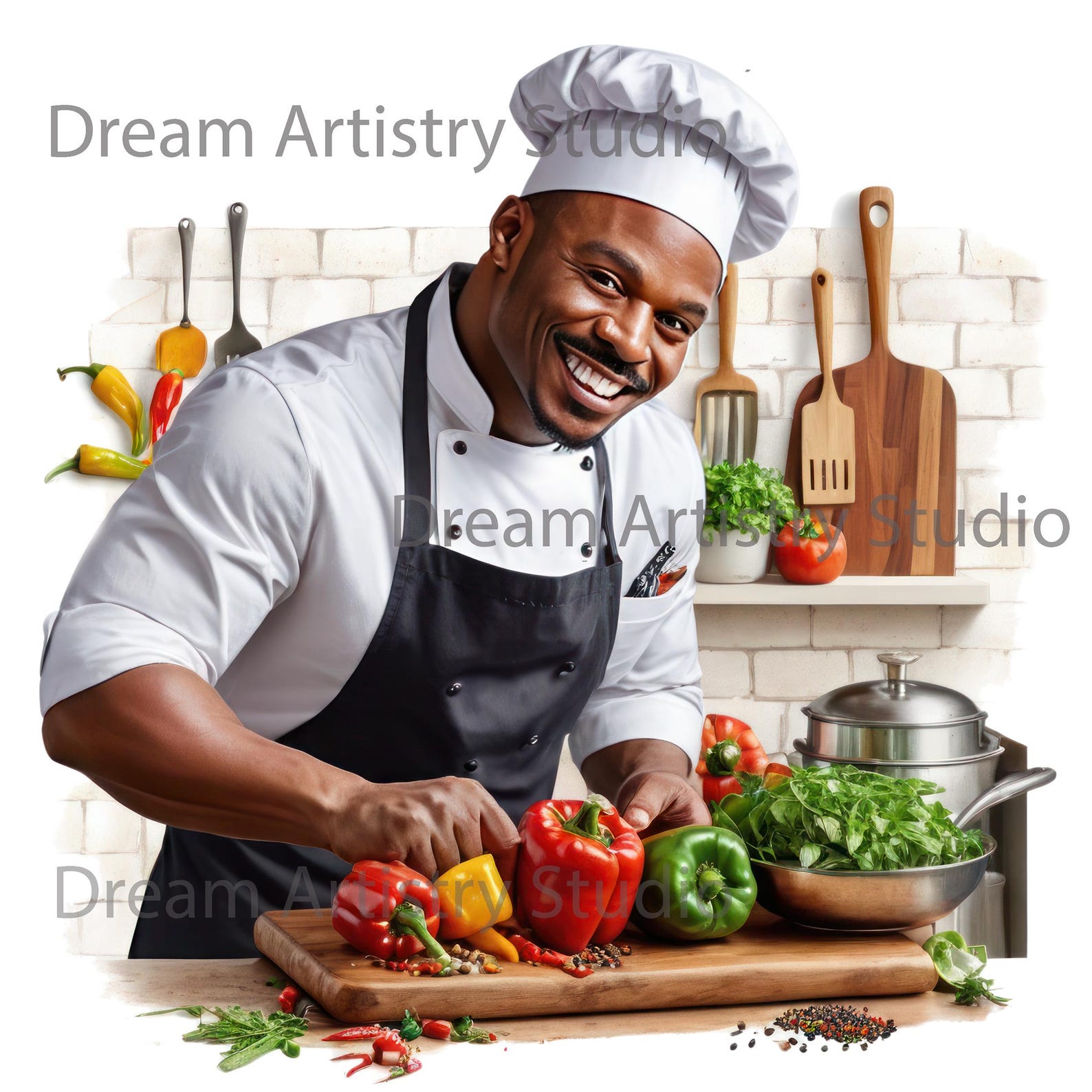 Watercolor Black Man Chef Clipart, Afro American Chef Png, Cooking ...