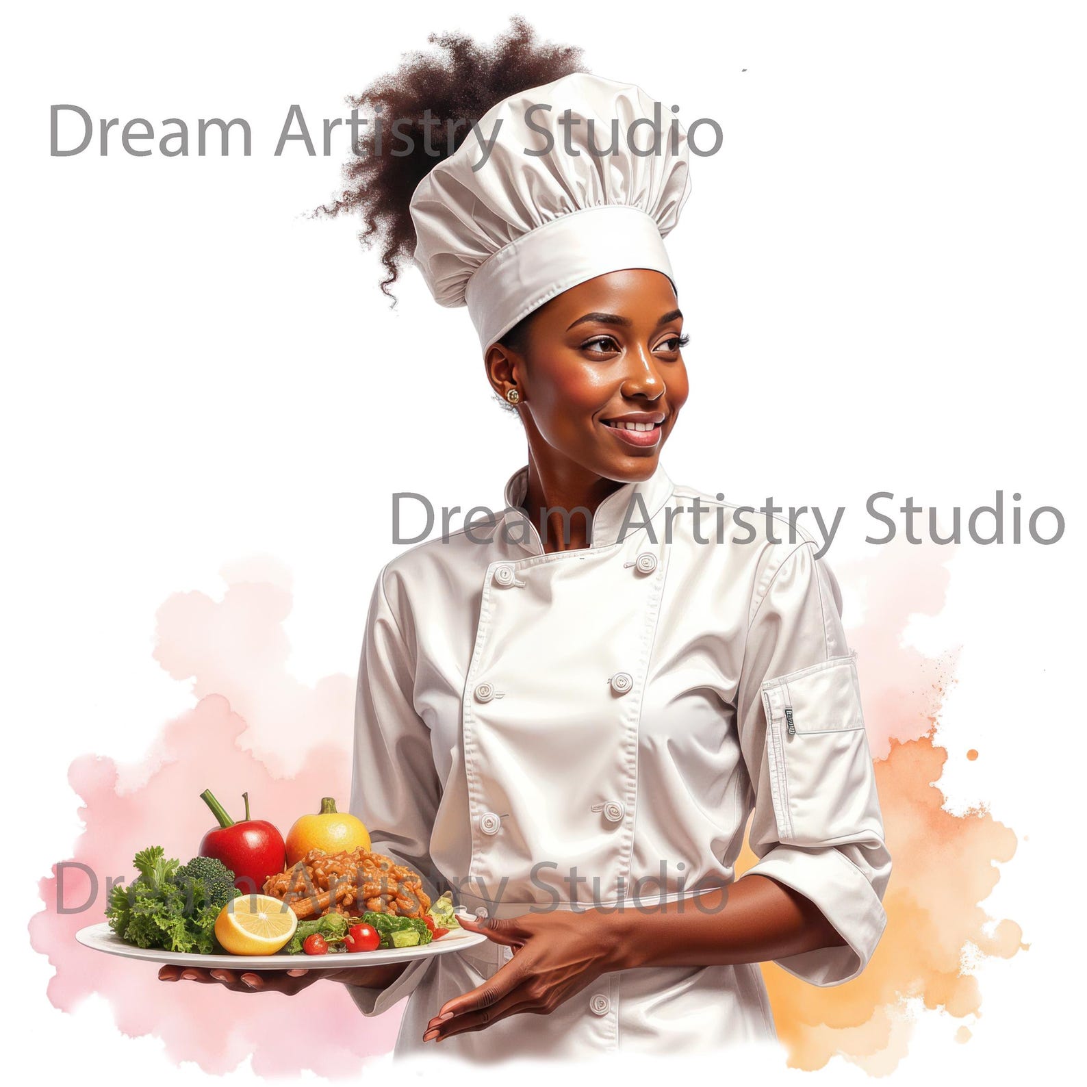 Watercolor Black Woman Chef Clipart, Afro American Chef Png, Cooking ...