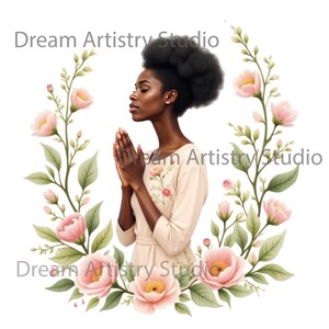 7 Watercolor Black Girl Praying Clip Art, African American Woman Prayer Png, Religious Clipart ...