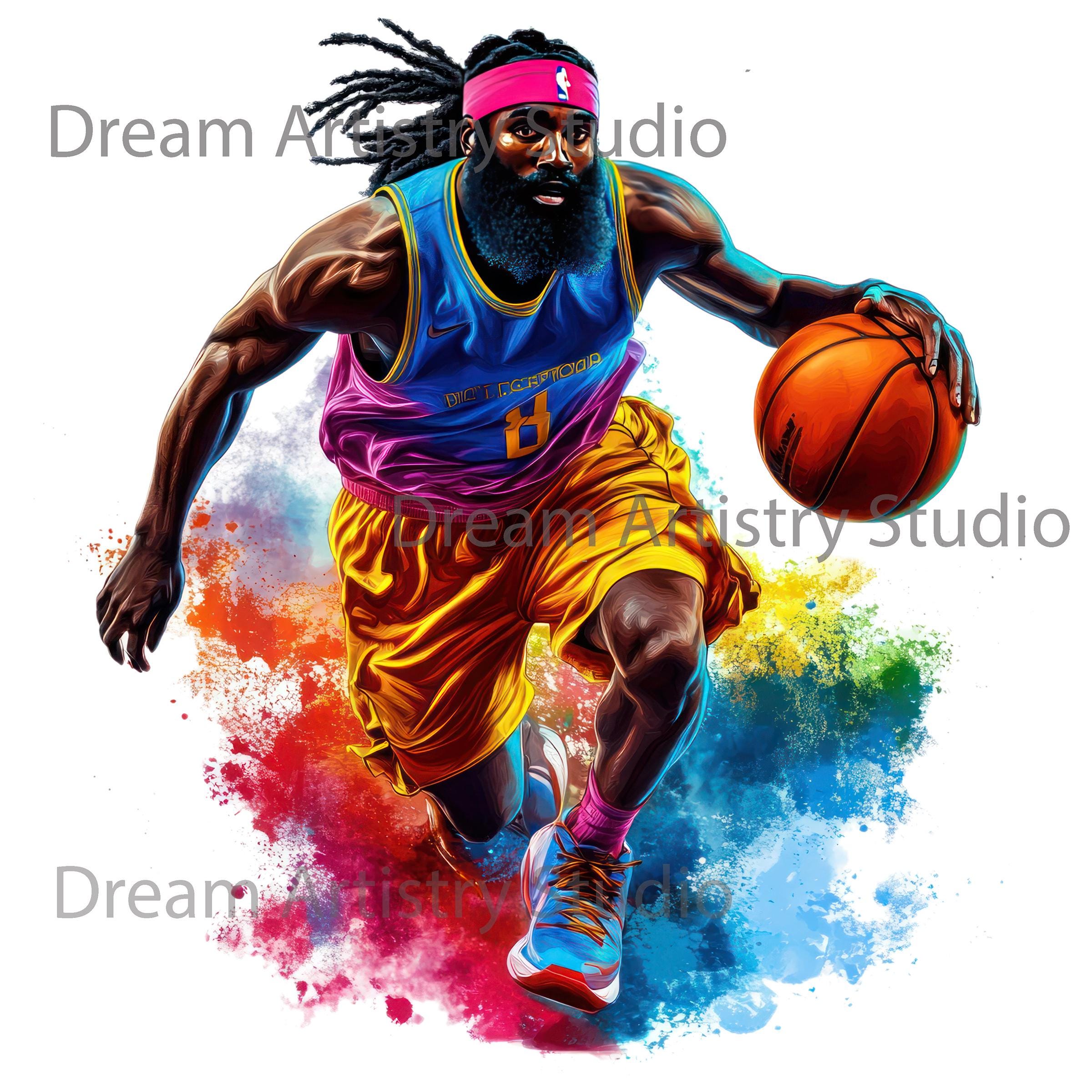 7 Watercolor Happy Black Man Basketballer Clip Art, Man Basketball ...