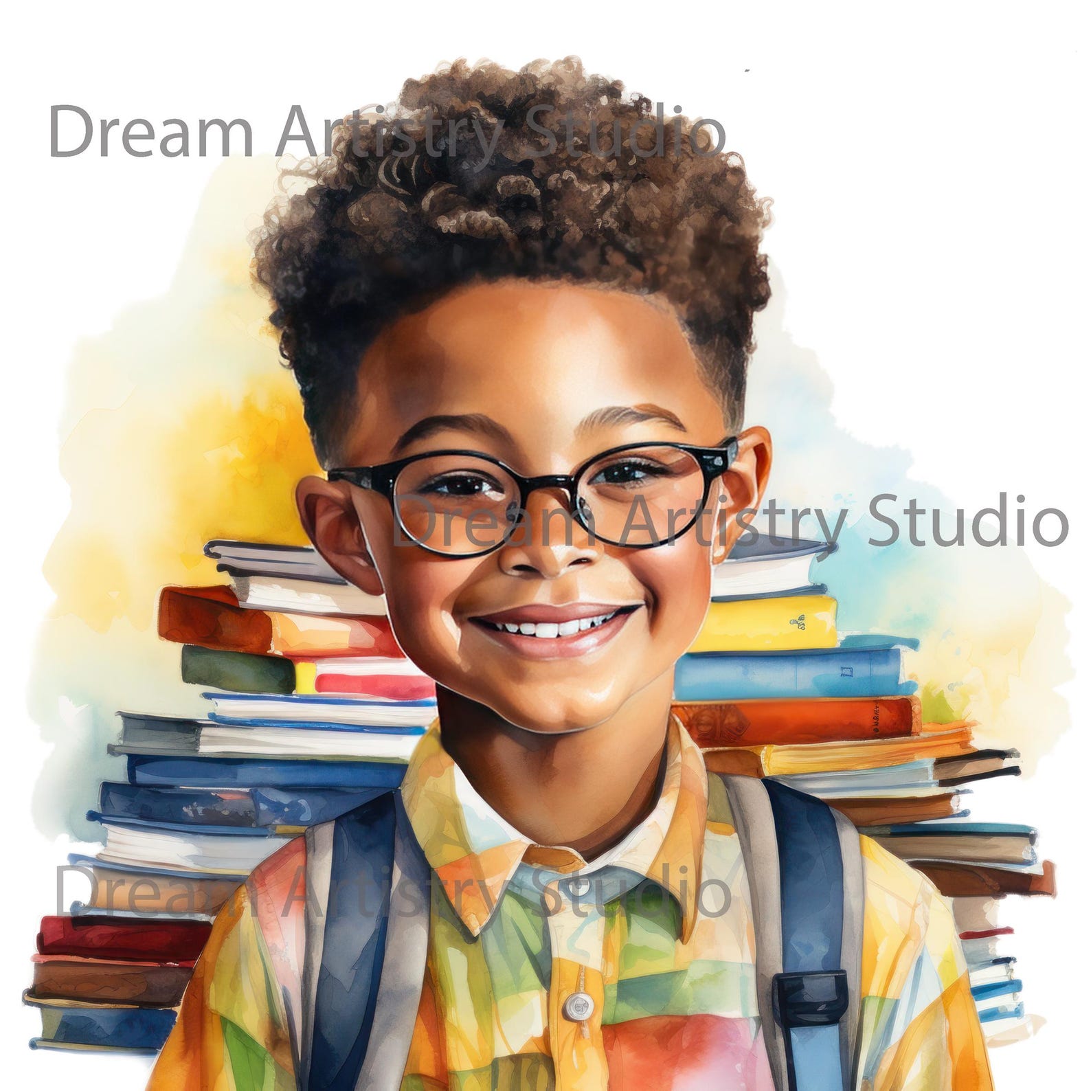 7 Watercolor Black Boy Student Clip Art, Book Lover Png, Reading Clip ...