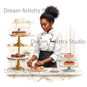 Watercolor Black Woman Chef Clipart, Afro American Chef Png, Cooking ...
