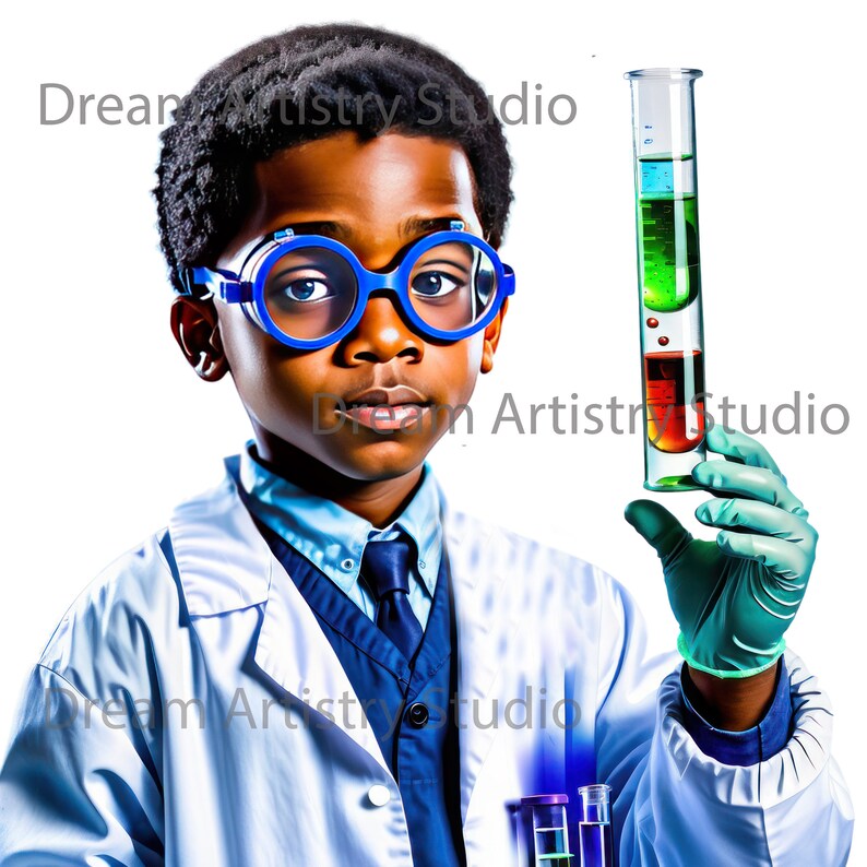 7 Watercolor Black Boy Student Clip Art, Science Student Png, Afro ...