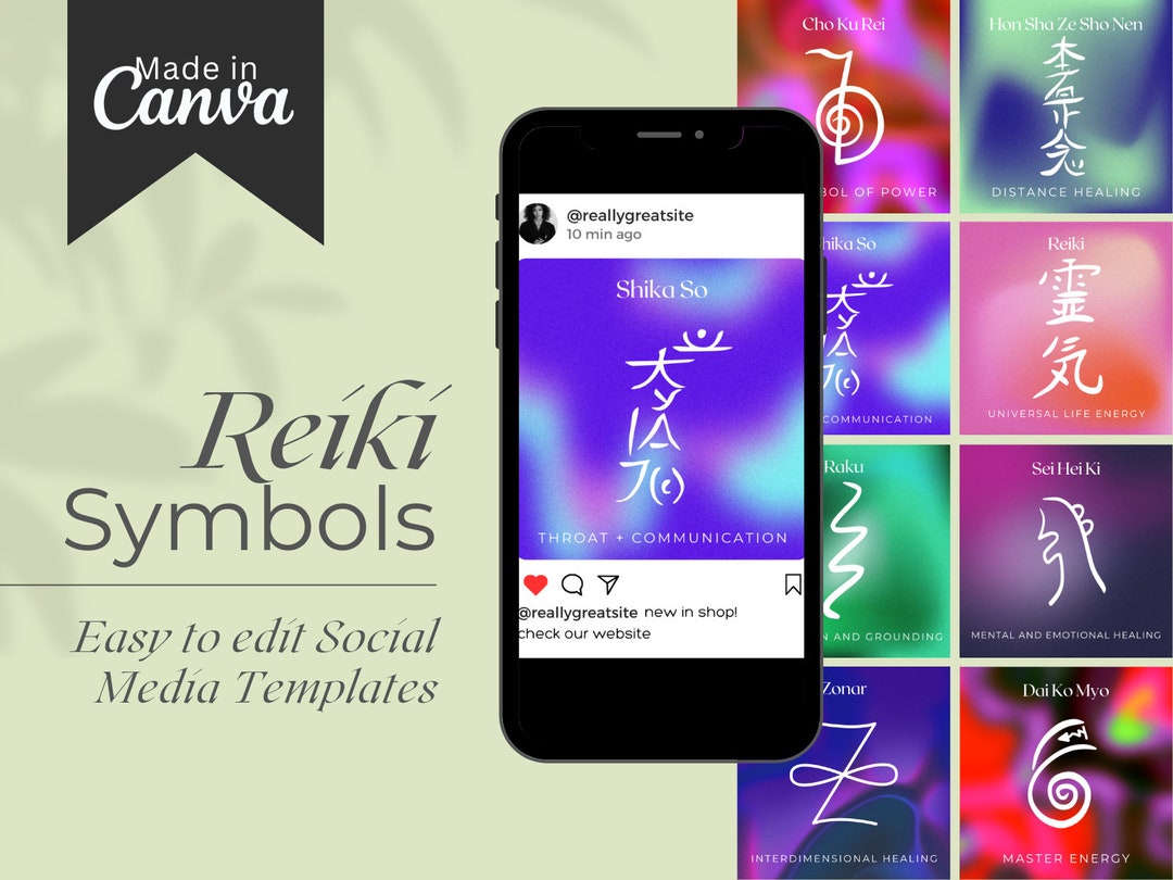 Reiki Symbols Social Media Post Templates Editable Canva Designs ...