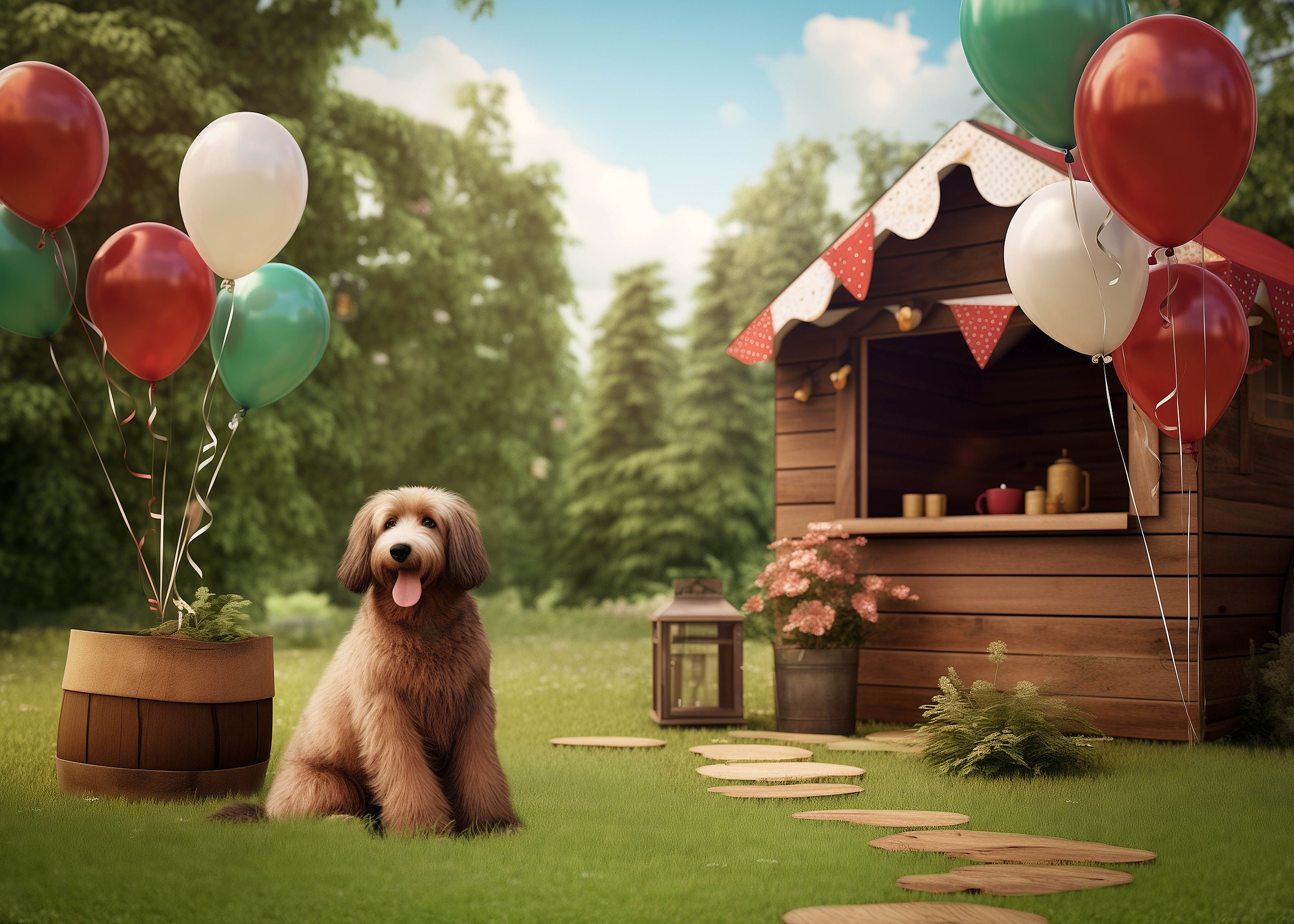 Personalized Birthday Dog House Digital Background, Custom Digital ...