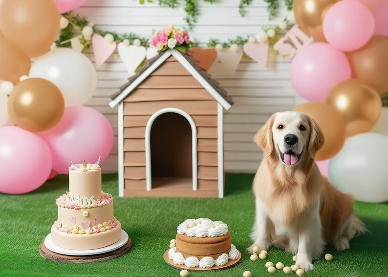 Personalized Birthday Dog House Digital Background, Custom Digital ...