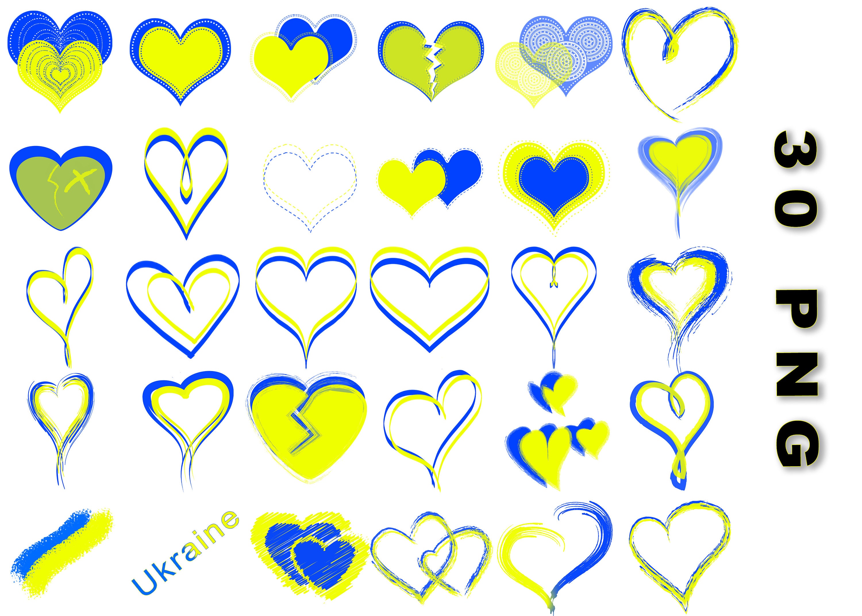 Ukraine Theme Clipart Set 30 PNG, Illustrations in Support of Ukraine ...