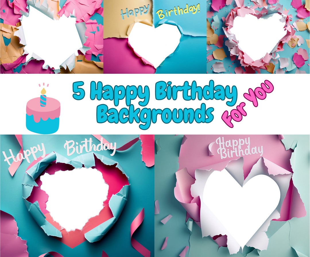 5 Happy Birthday Heart Backgrounds, Ripped Heart Backdrop, Ripped Heart ...