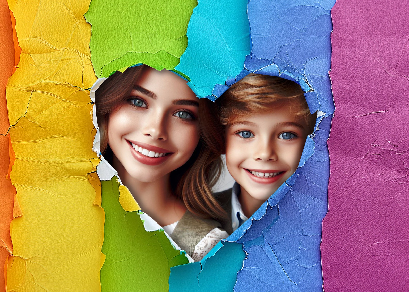 Ripped Rainbow Paper Overlay PNG, Birthday Digital Backdrop, Ripped ...