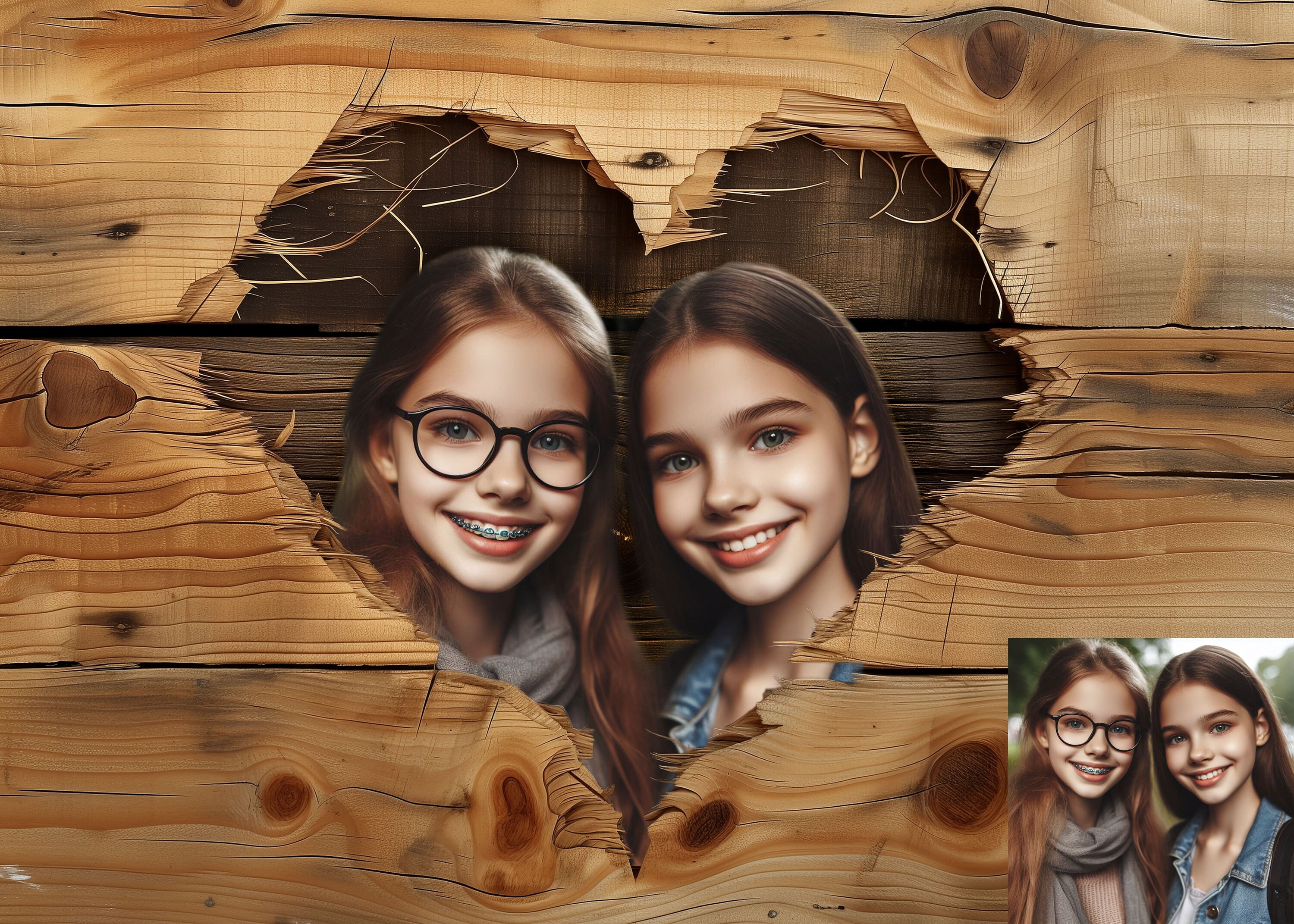 Personalized Wooden Heart Photo Design, Custom Digital Backdrop Gift ...