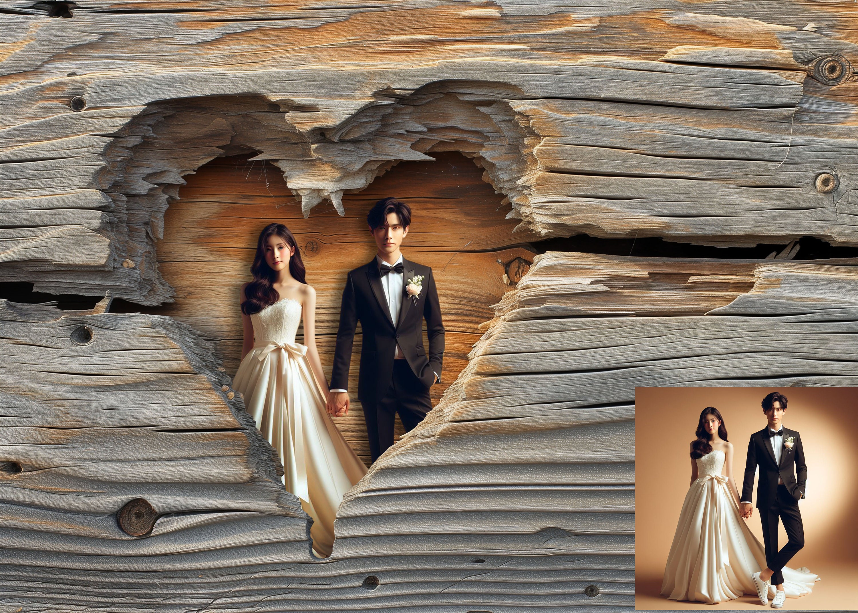 Personalized Wooden Heart Photo Design, Custom Digital Backdrop Gift ...