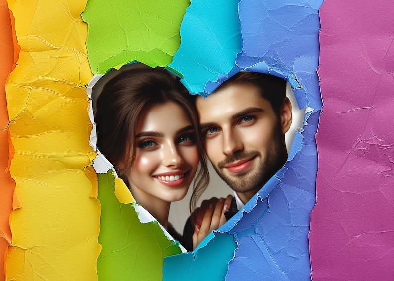 Ripped Rainbow Paper Overlay PNG, Birthday Digital Backdrop, Ripped ...