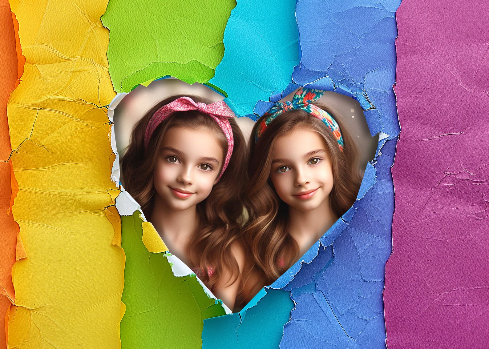 Ripped Rainbow Paper Overlay PNG, Birthday Digital Backdrop, Ripped ...