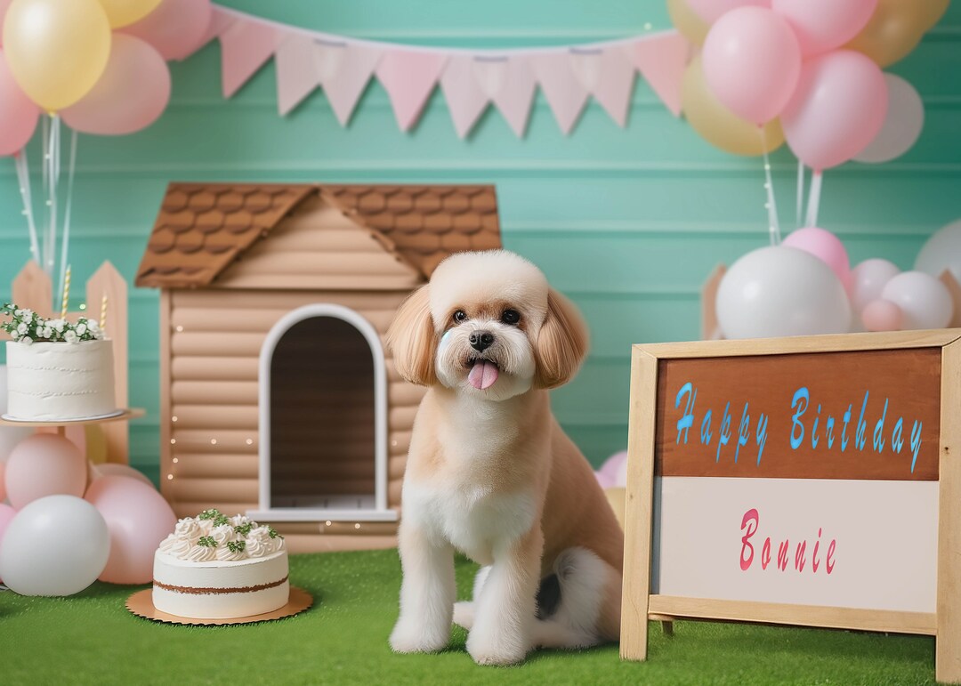 Personalized Birthday Dog House Digital Background, Custom Digital ...
