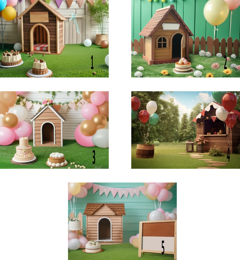Personalized Birthday Dog House Digital Background, Custom Digital ...