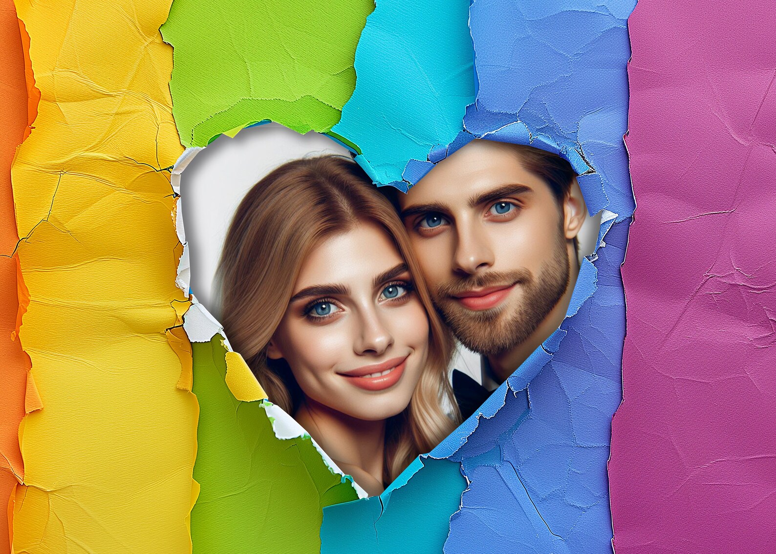 Ripped Rainbow Paper Overlay PNG, Birthday Digital Backdrop, Ripped ...