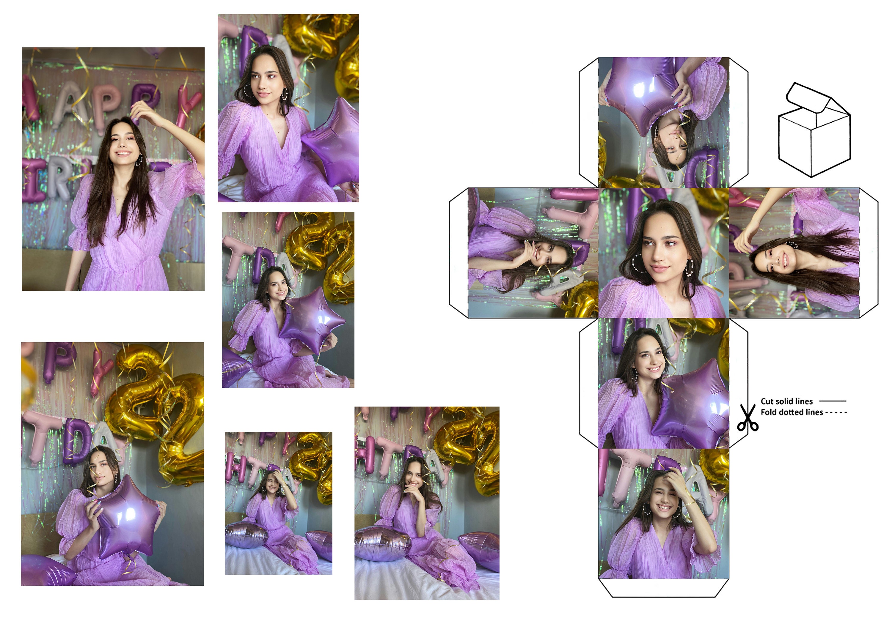 Personalized Printable Paper Photo Cube, Custom Photo Paper Gift, Diy ...