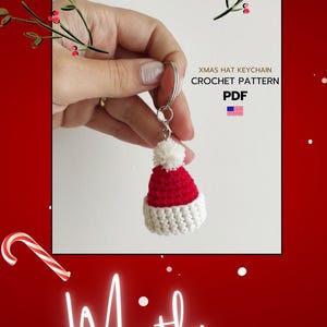 Crochet Christmas Santa Hat Keychain - Amigurumi - Easy Crochet Pattern ...