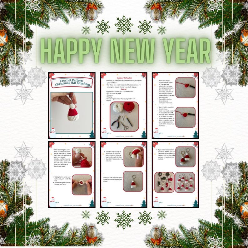 Crochet Christmas Santa Hat Keychain - Amigurumi - Easy Crochet Pattern ...