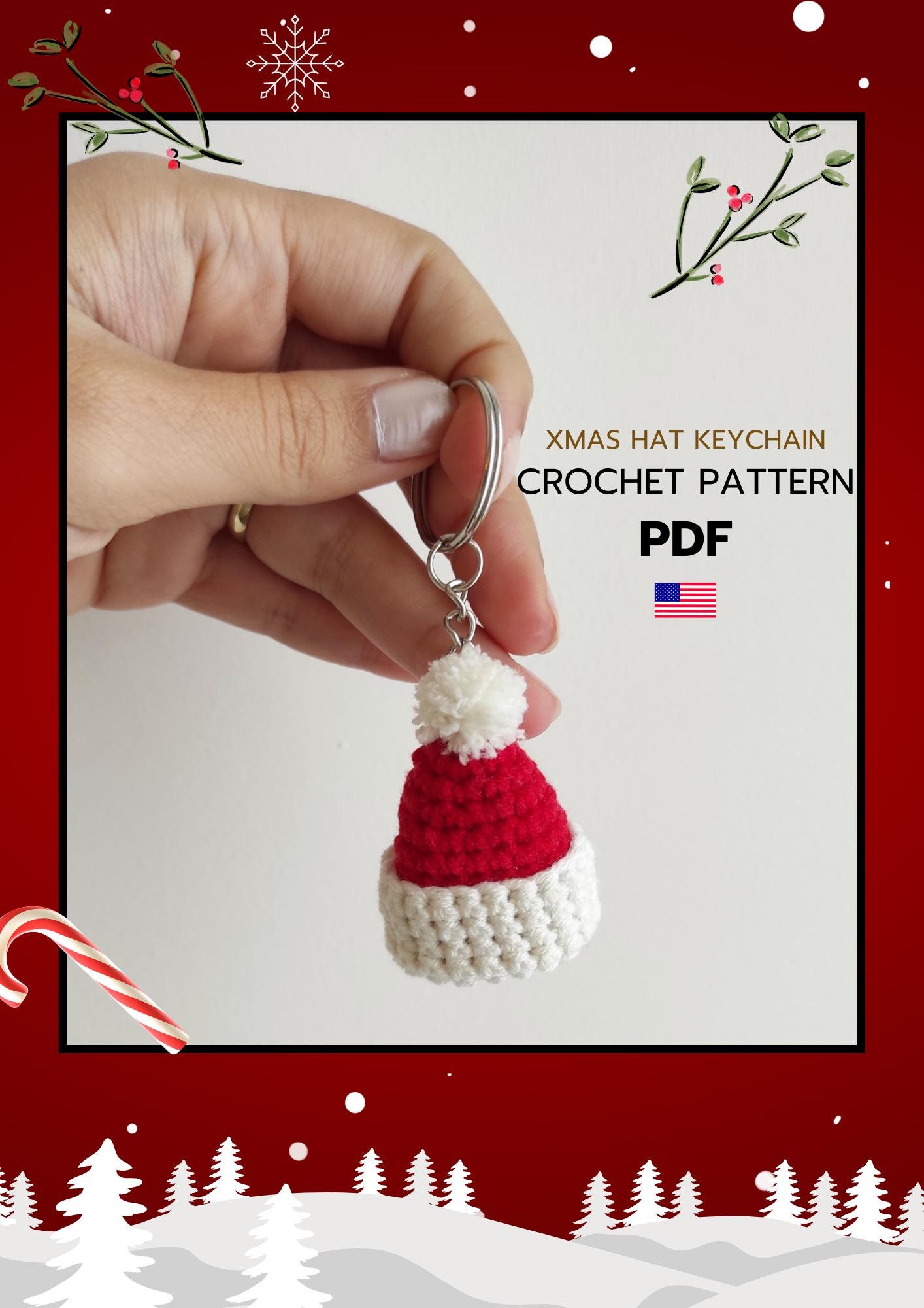 Crochet Christmas Santa Hat Keychain - Amigurumi - Easy Crochet Pattern ...