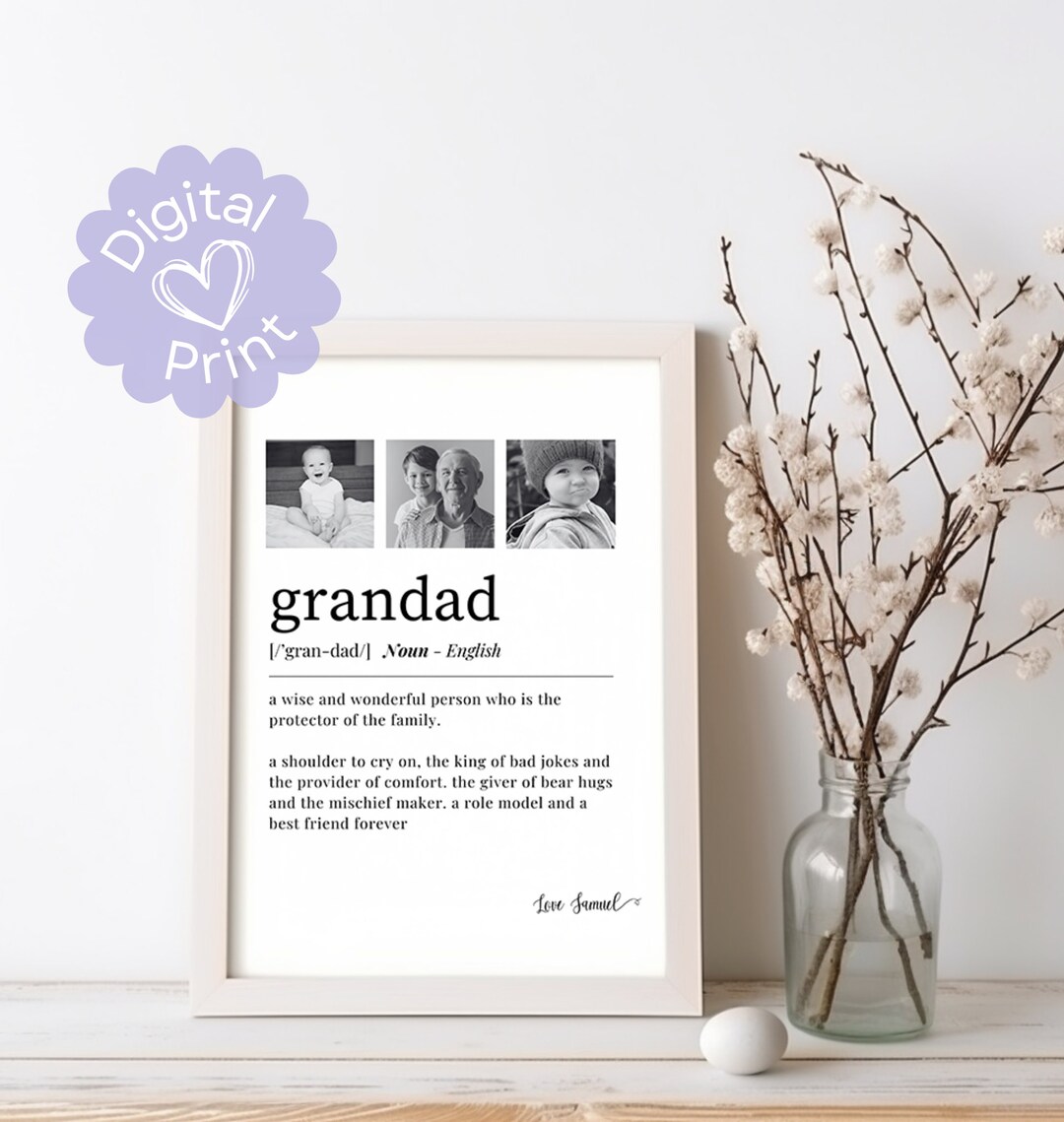 Personalised Grandad Definition Print | Wall Art Printable Custom Gift ...