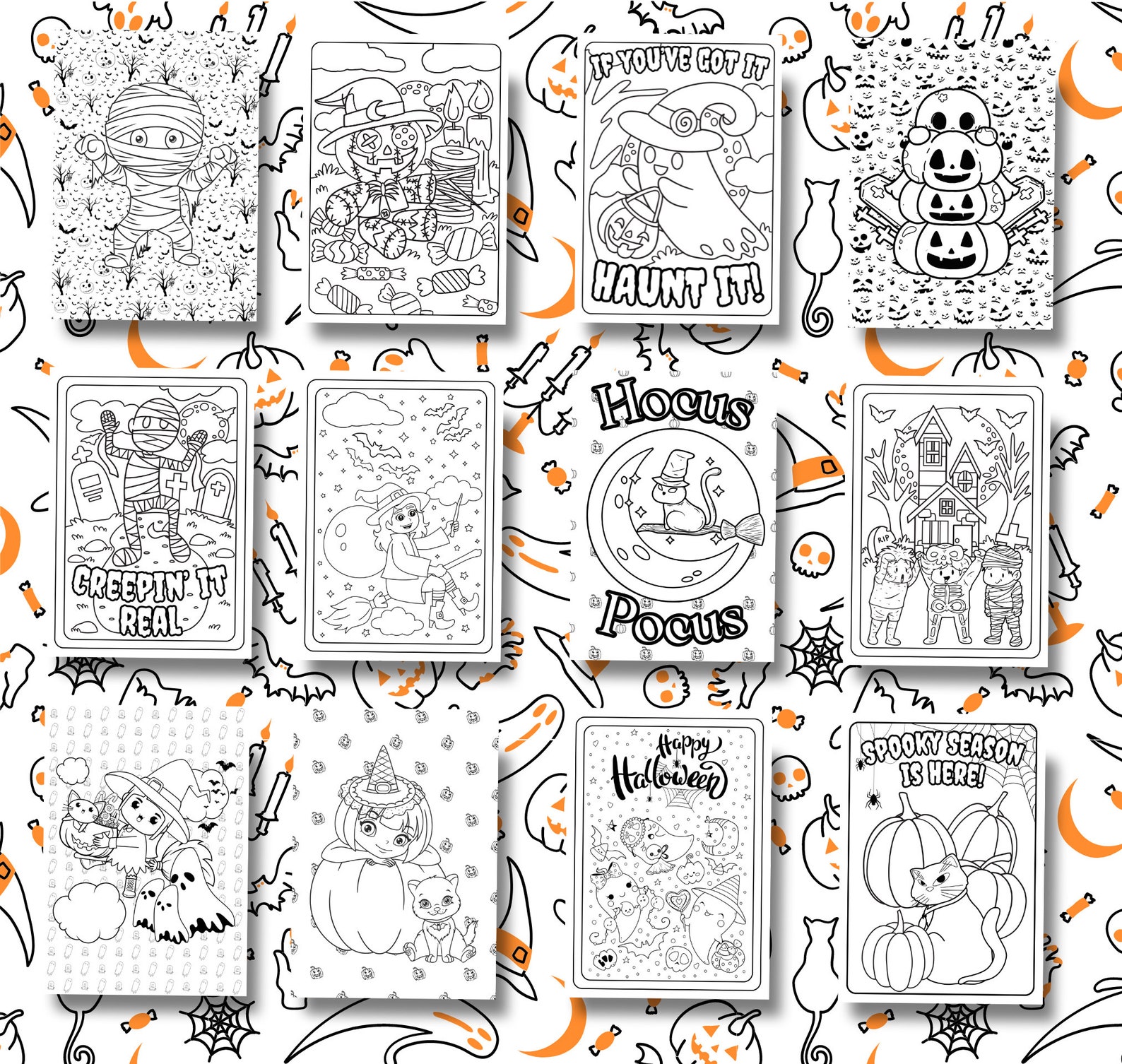 25 Kids Halloween Coloring Sheets // Halloween Coloring Bundle ...