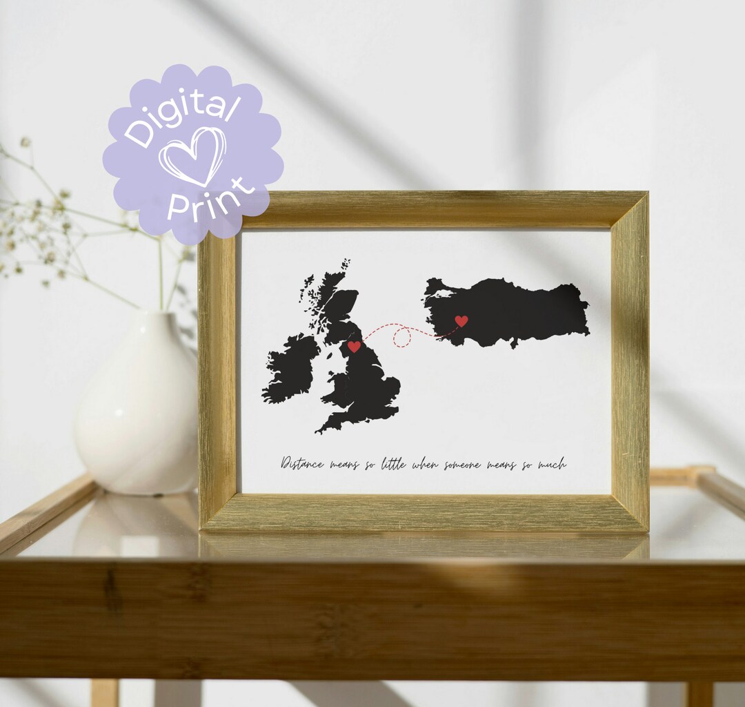 Personalised Map Print Custom Moving Away Gift Print Long Distance ...
