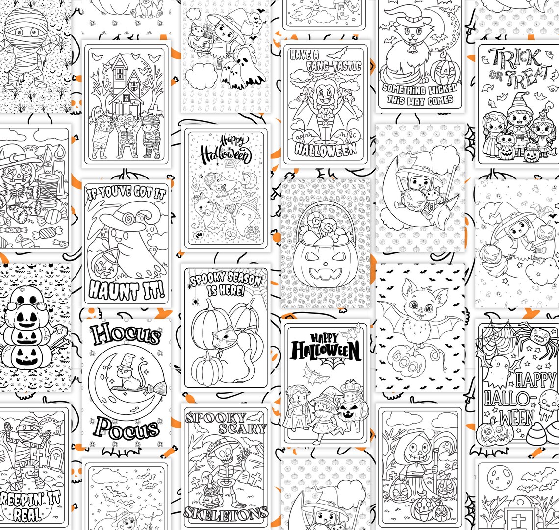 25 Kids Halloween Coloring Sheets // Halloween Coloring Bundle ...