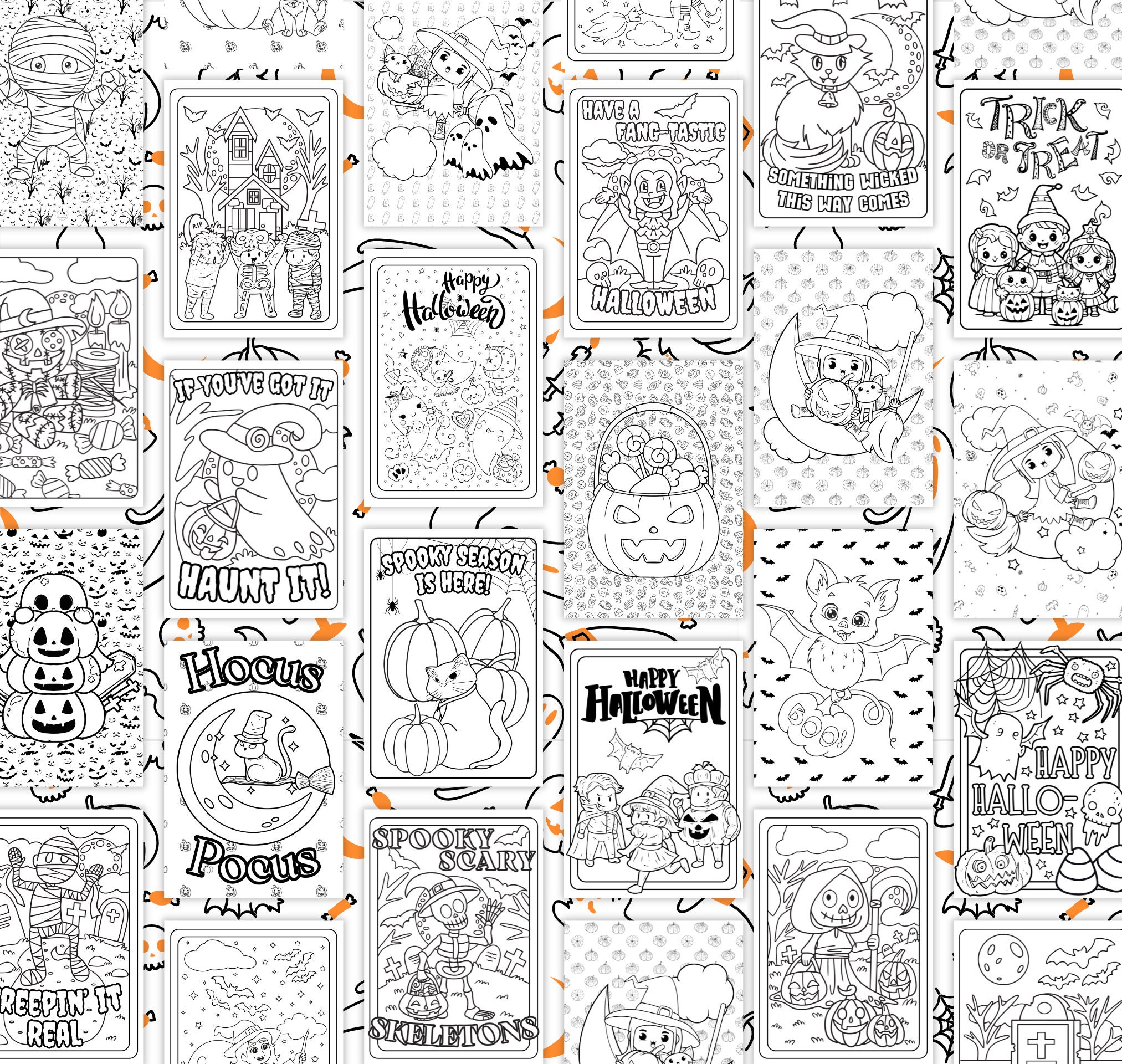 25 Kids Halloween Coloring Sheets // Halloween Coloring Bundle ...