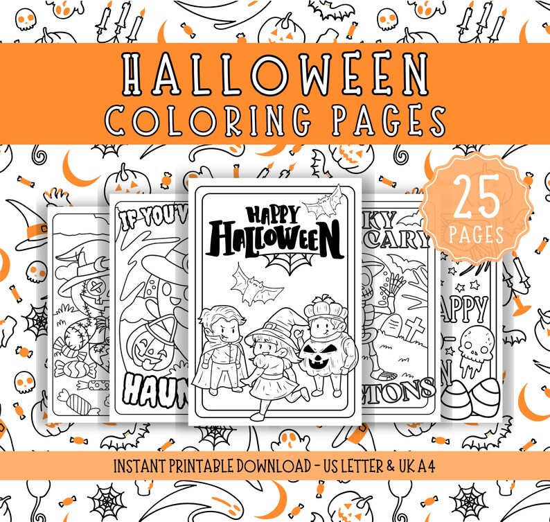 25 Kids Halloween Coloring Sheets // Halloween Coloring Bundle ...