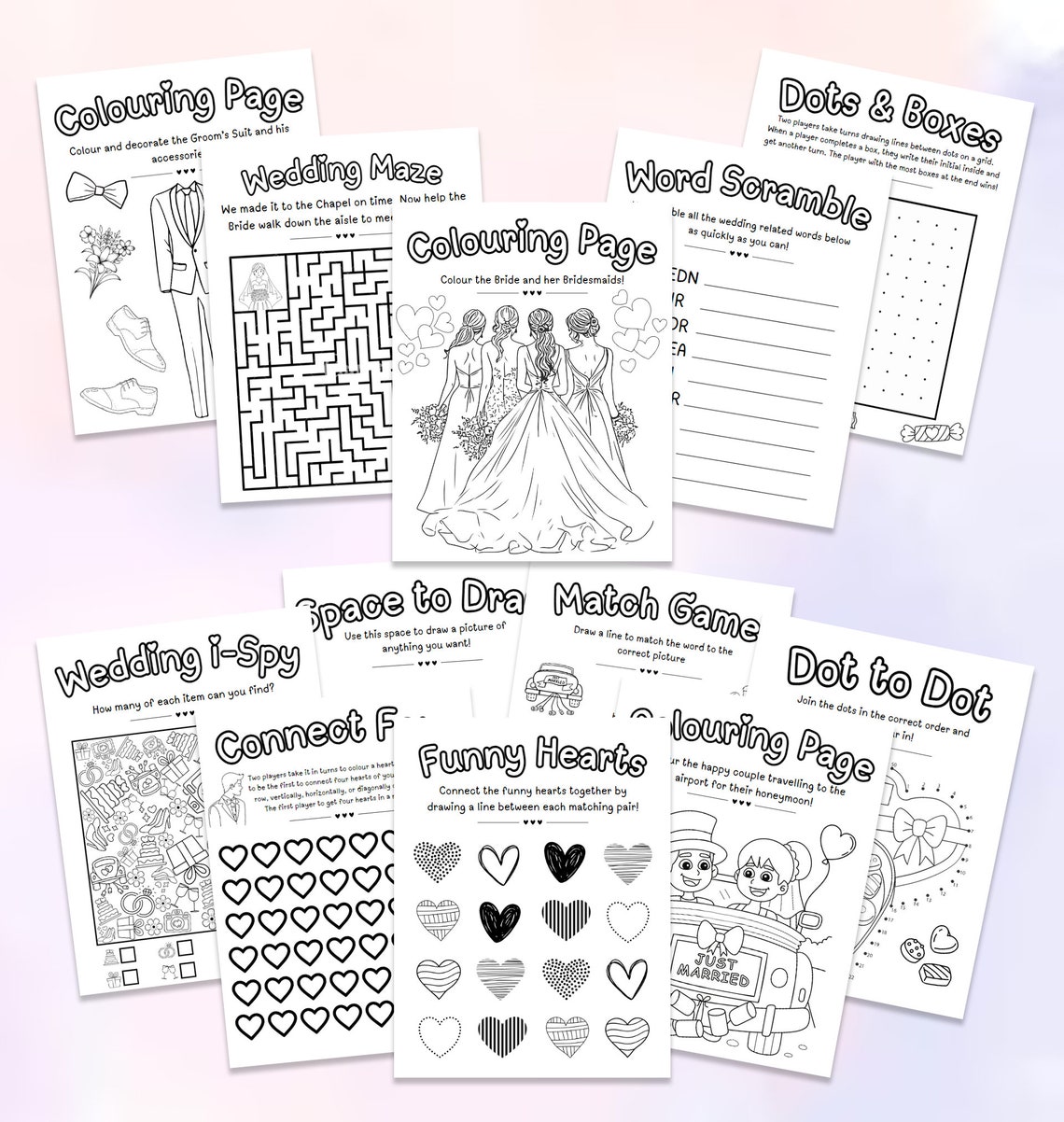 Kids Wedding Activity Book // PRINTABLE Wedding Table Activity Pack ...