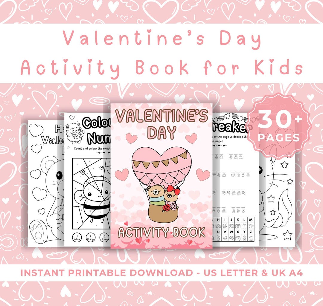 Kids Valentine's Day Activity Book // Printable Download, Fun ...
