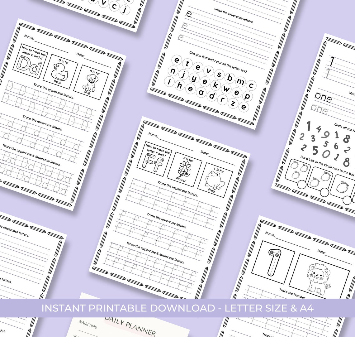 A to Z Tracing Worksheets // Preschool Kindergarten Handwriting ...