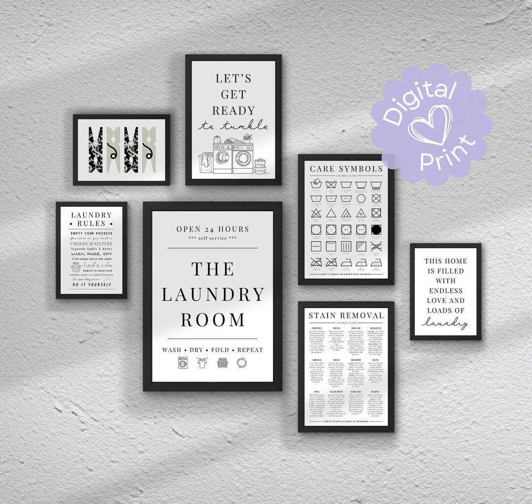 Laundry Room Decor - 10 Designs, 20 Prints // Laundry Room Art, Laundry ...