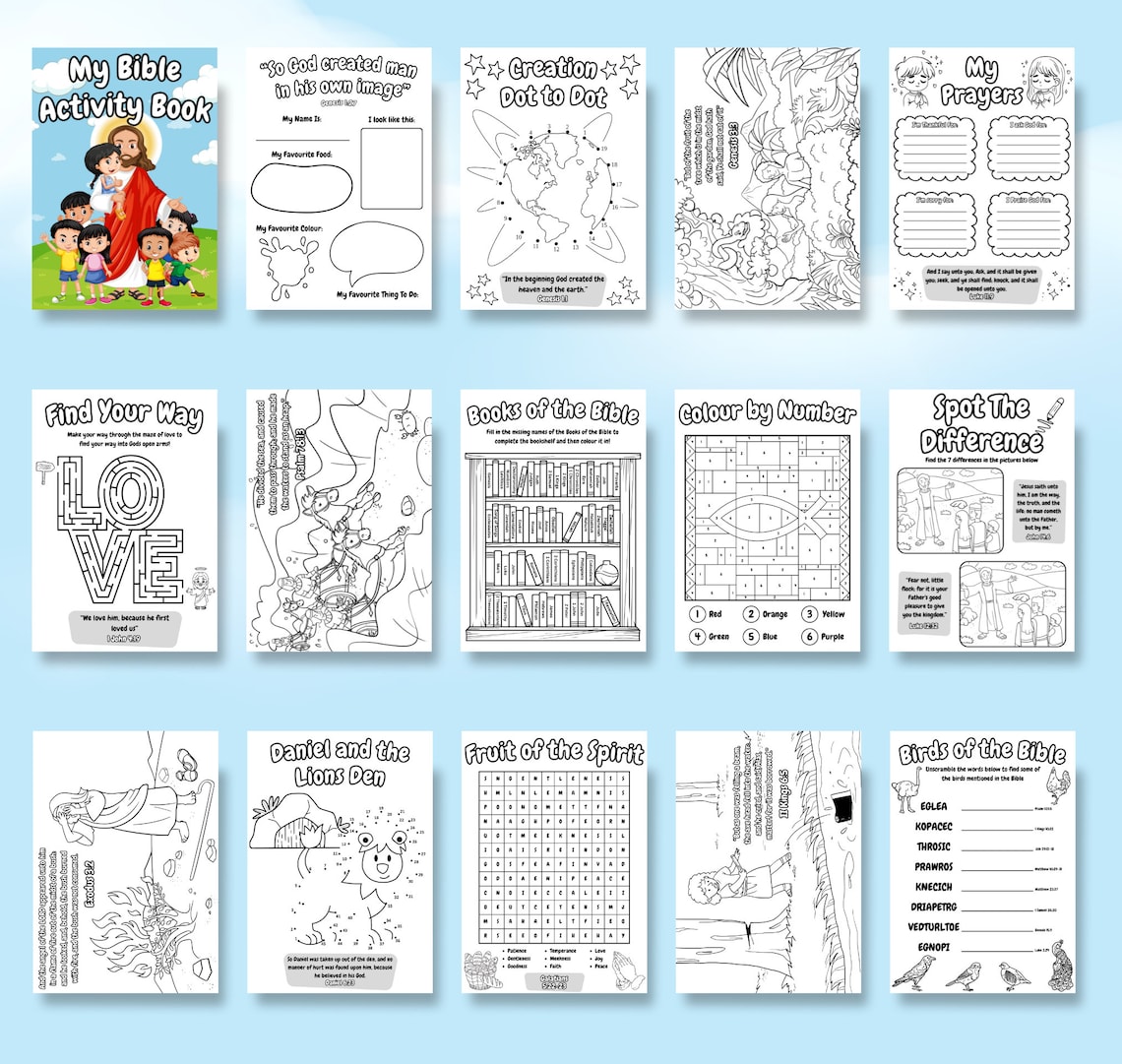 Bible Activity Book for Kids // Sunday School Activities for Children ...