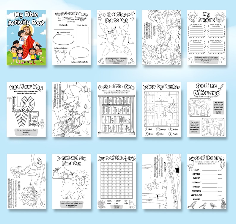 Bible Activity Book for Kids // Sunday School Activities for Children ...
