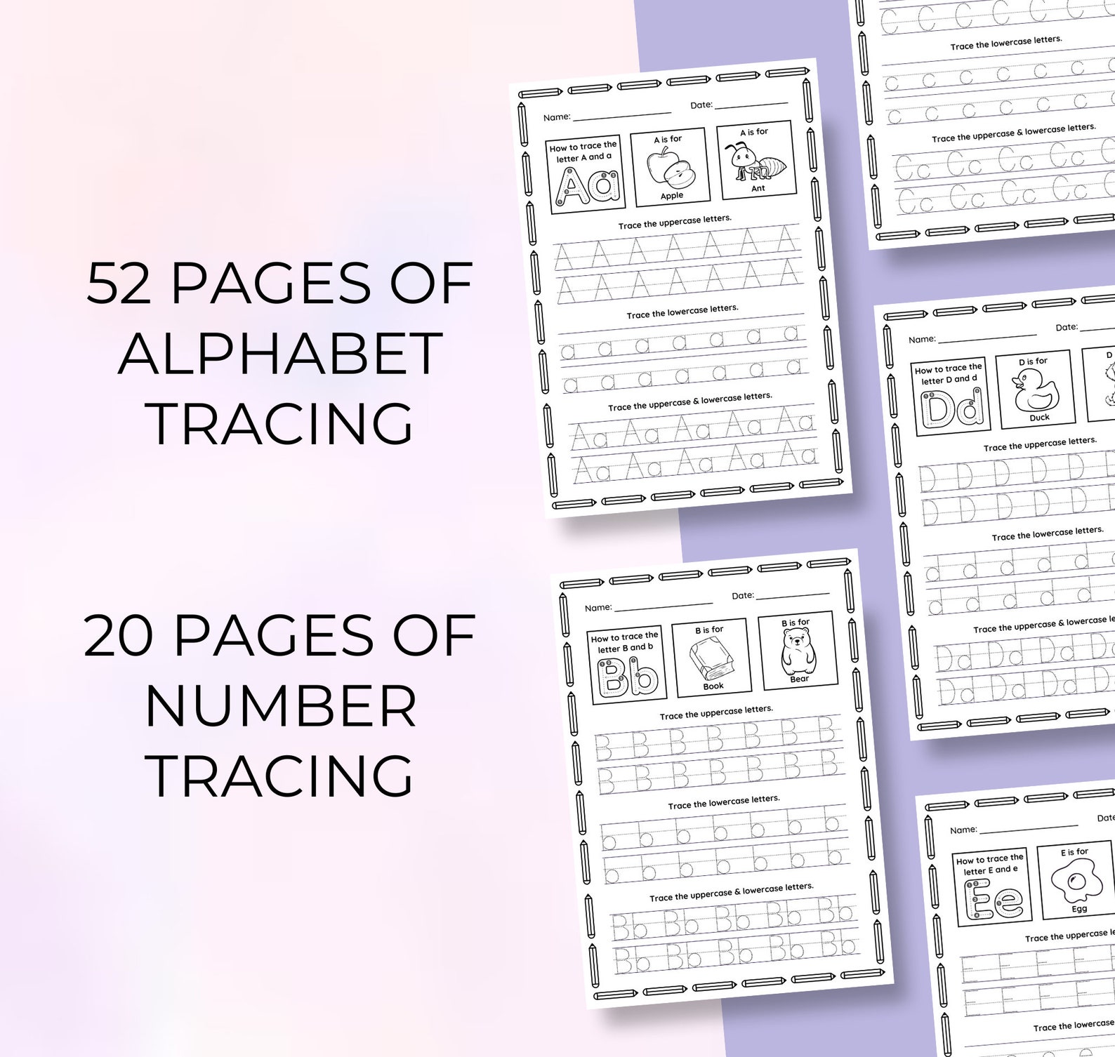 A to Z Tracing Worksheets // Preschool Kindergarten Handwriting ...