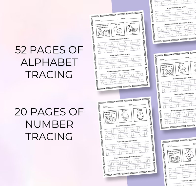 A to Z Tracing Worksheets // Preschool Kindergarten Handwriting ...