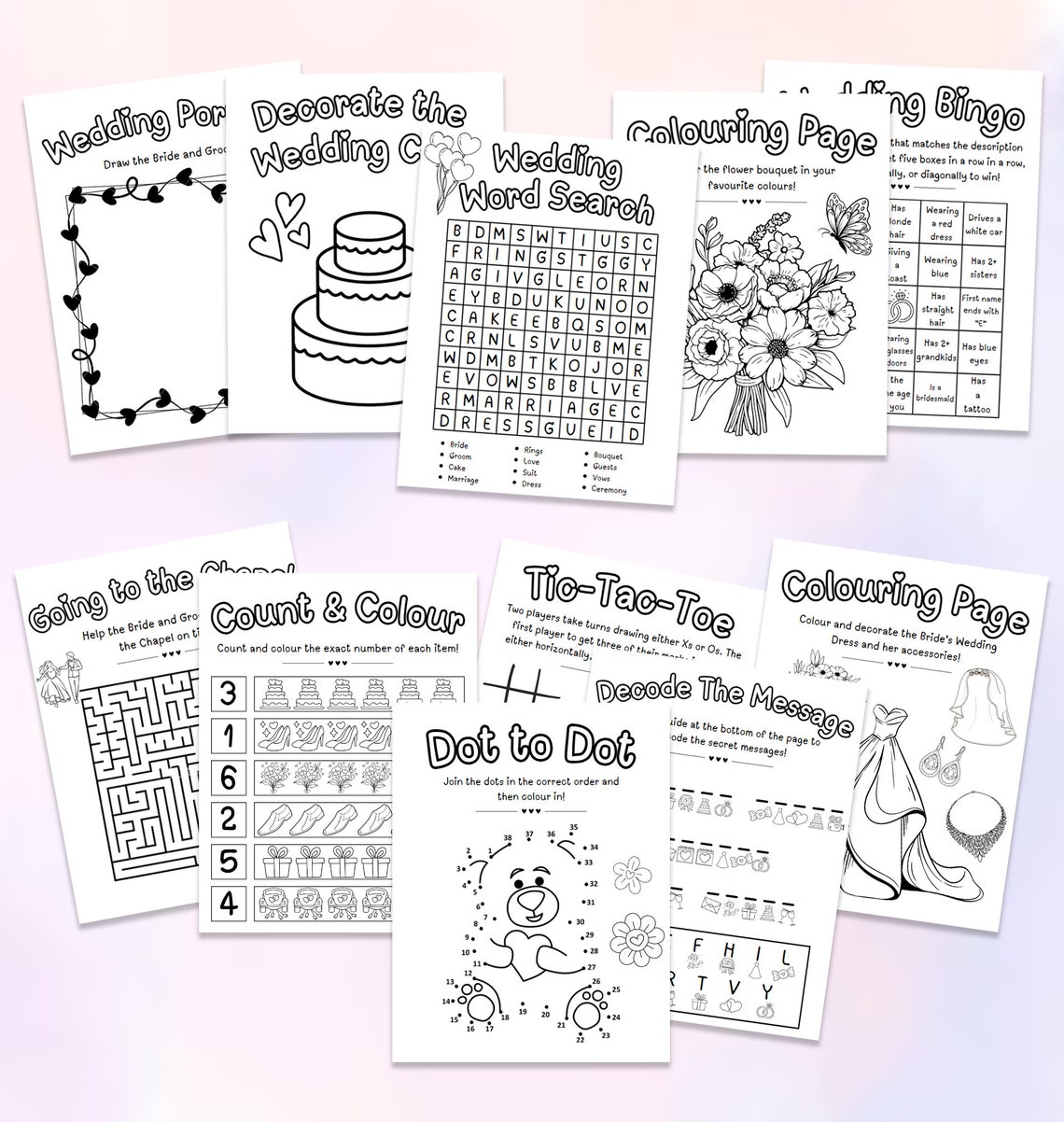 Kids Wedding Activity Book // PRINTABLE Wedding Table Activity Pack ...