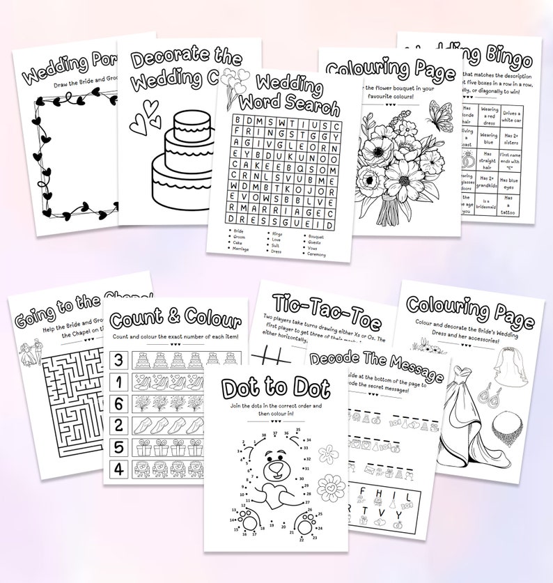 Kids Wedding Activity Book // PRINTABLE Wedding Table Activity Pack ...