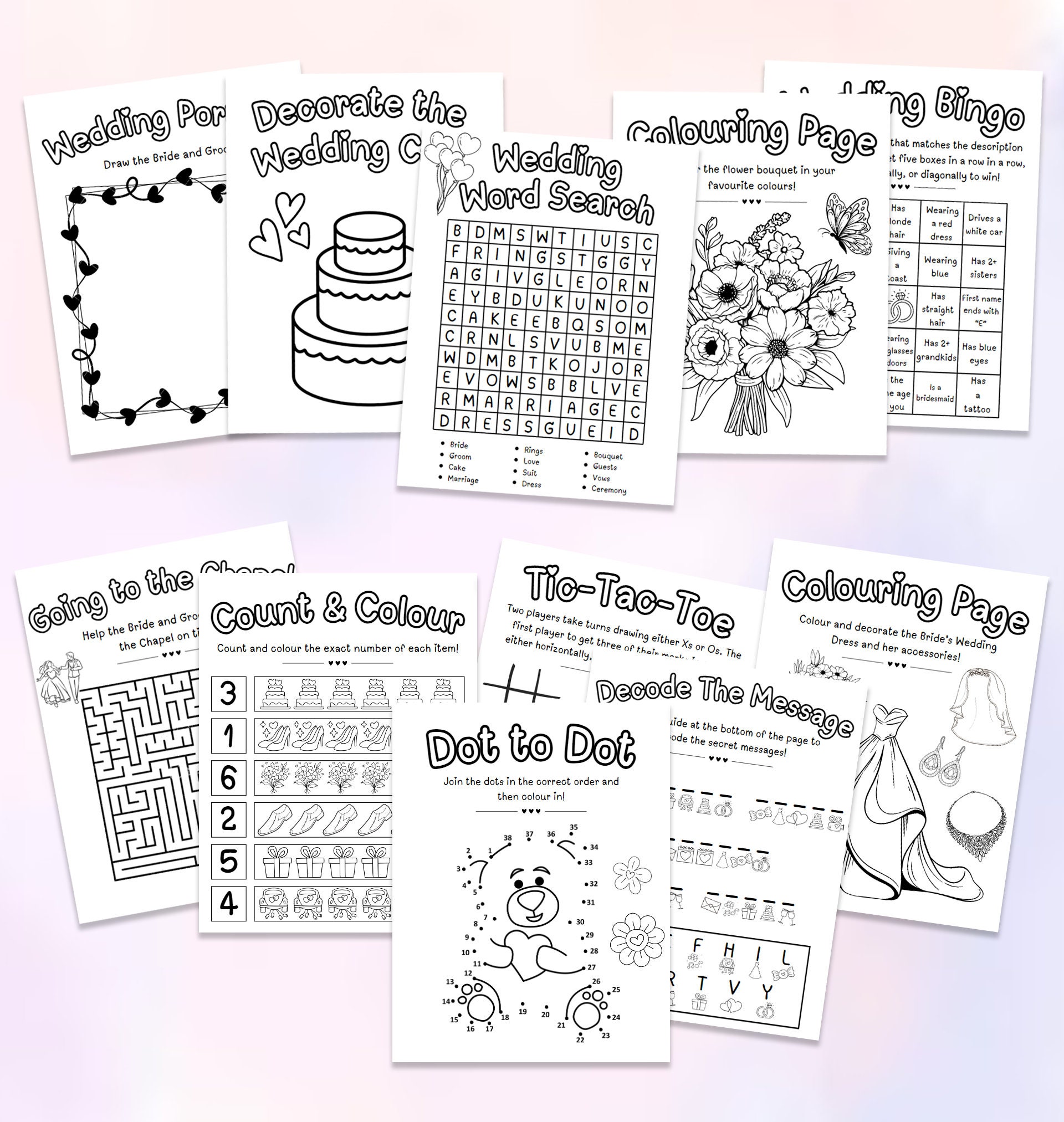 Kids Wedding Activity Book // PRINTABLE Wedding Table Activity Pack ...