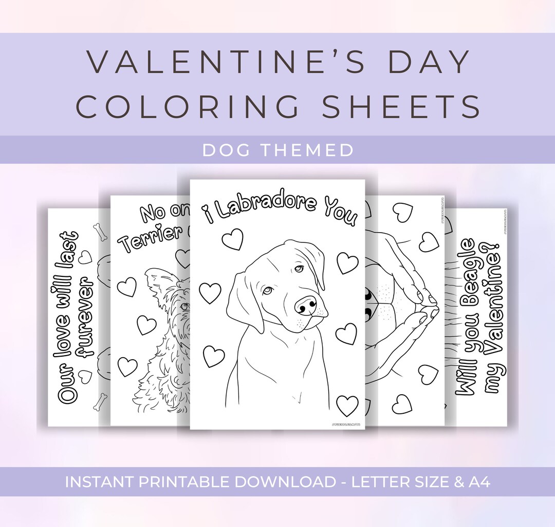 Valentines Day Coloring Pages // Cute Puppy Dog Valentines Day Coloring ...