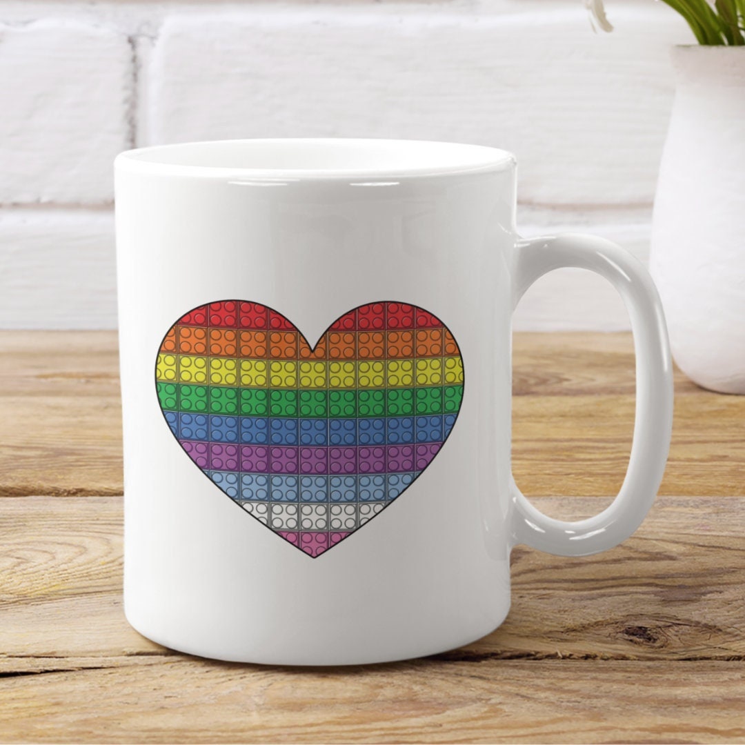 Pride Heart Mug, LGBT, LGBTQ, Toy Bricks, Master Builder, Building ...
