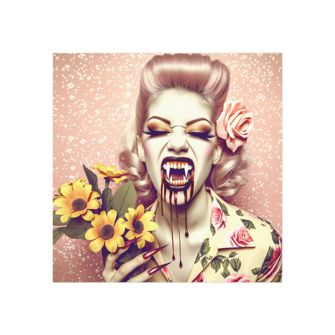 Rockabilly Vampire Magnet Cute Pink Goth Retro Horror Halloween Decor ...