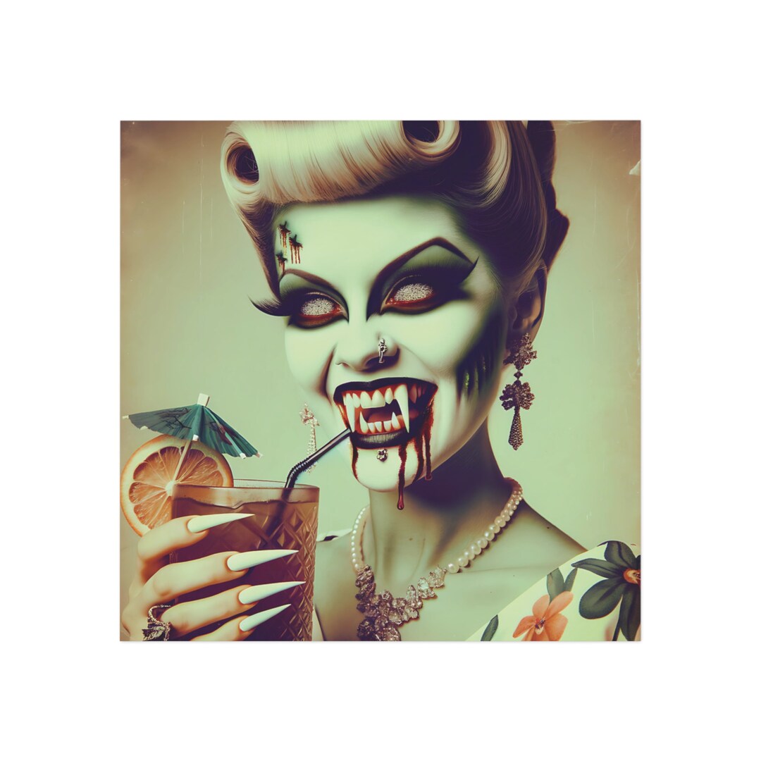 Mid Century Modern Vampire Tiki Vintage Style Magnet Retro Horror Goth ...
