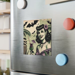 Retro Vampire Girl Tiki Bar Bats Goth Tiki Magnet - Etsy
