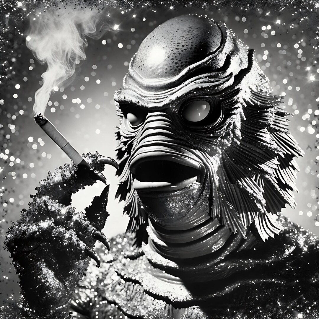 DIGITAL DOWNLOAD Creature Smoking Cigarette Quirky Retro Horror JPEG - Etsy